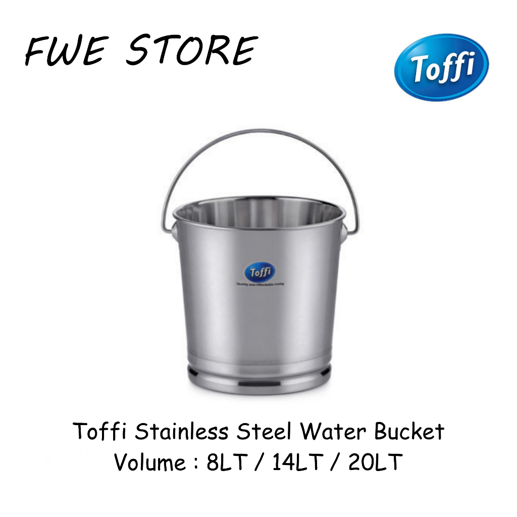 Toffi Stainless Steel Water Bucket / Pail / Basket 钢斜身水桶 (8LT / 14LT ...