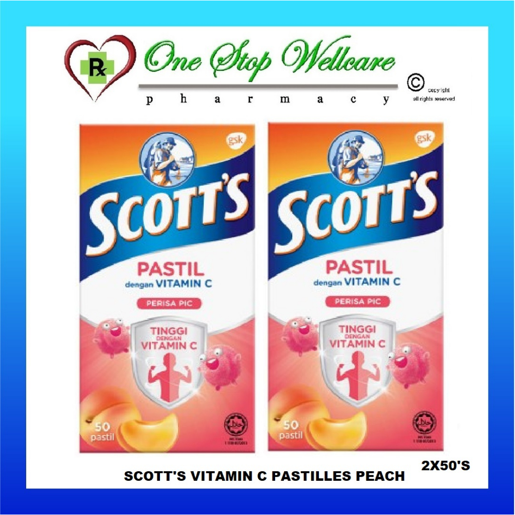 SCOTT'S VITAMIN C PASTILLES (PEACH) 2X50'S (EXP:06/2025) | Shopee Malaysia