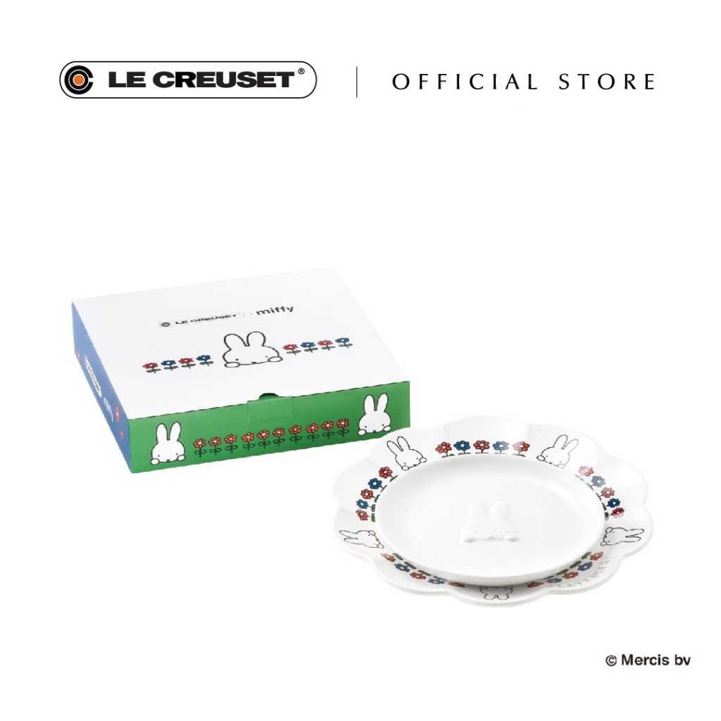 Le Creuset Stoneware MIFFY Plate Set - Cotton (Frill Flower + Sphere ...