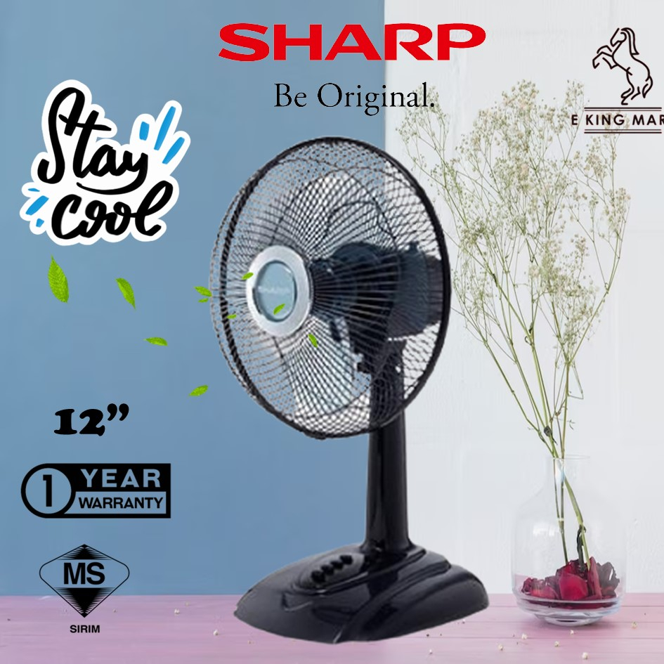 Sharp 12" Table Desk Fan 3 speed control PJT 129GY / ISONIC 12" TABLE ...