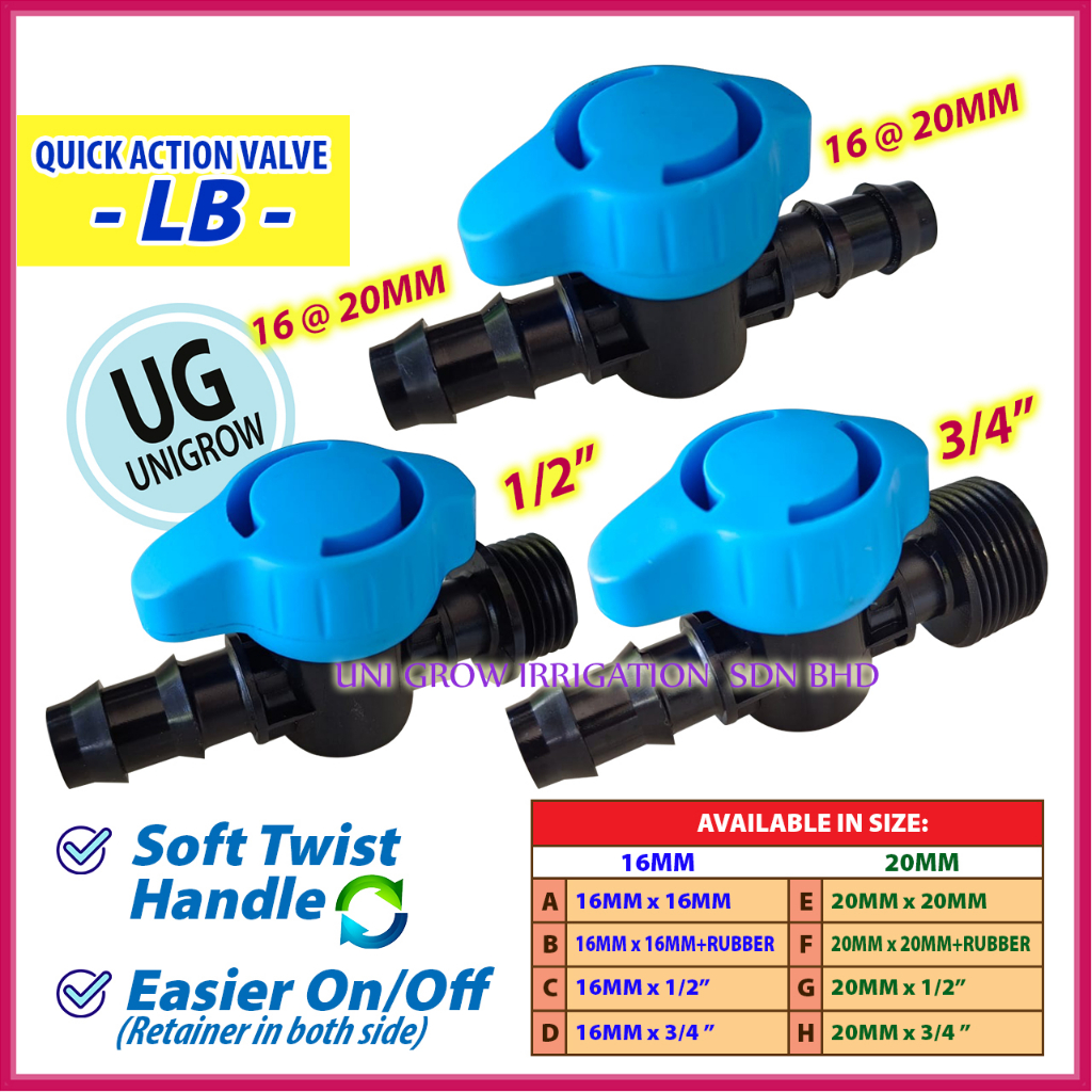 (16mm or 20mm) 1/2" 3/4" Threaded LB Stopcock Quick Action Valve For ...
