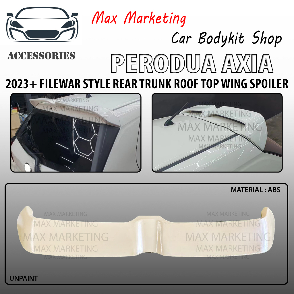 PERODUA AXIA 2023+ FILEWAR STYLE REAR TRUNK ROOF TOP WING SPOILER ABS ...