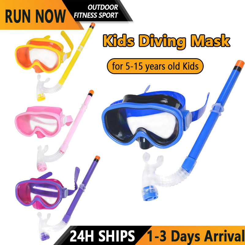 Unisex Kids Diving Mask Face Mask Half Dry Tube Snorkeling Set Scuba ...