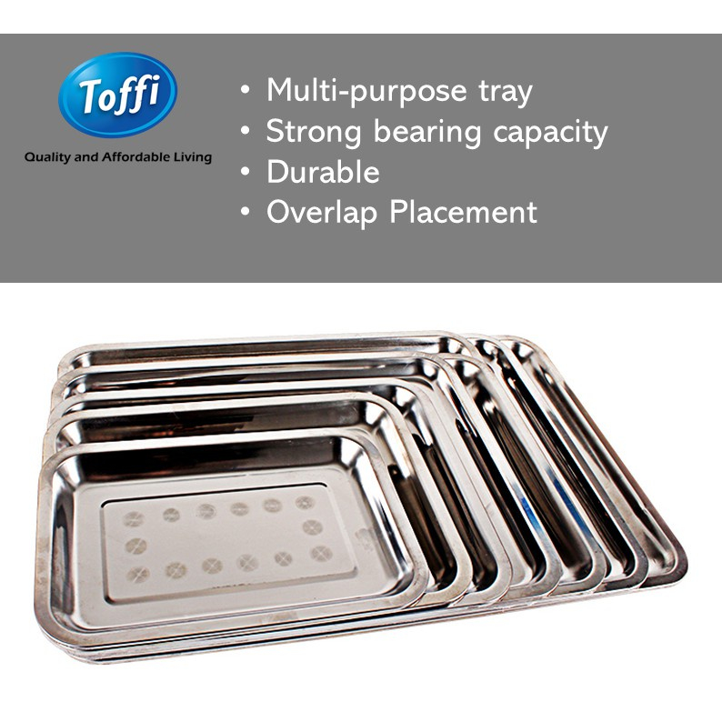 Toffi Rectangular Stainless-Steel Tray (27/32/36/40/45/50/60cm ...