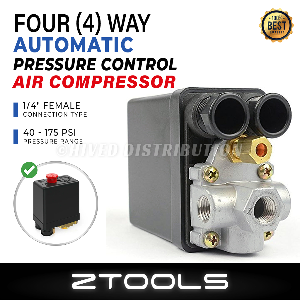 (ZTOOLS) 1-WAY / 4-WAY Pressure Control 1/4" For Air Compressor | Female Switch Valve Controller ...