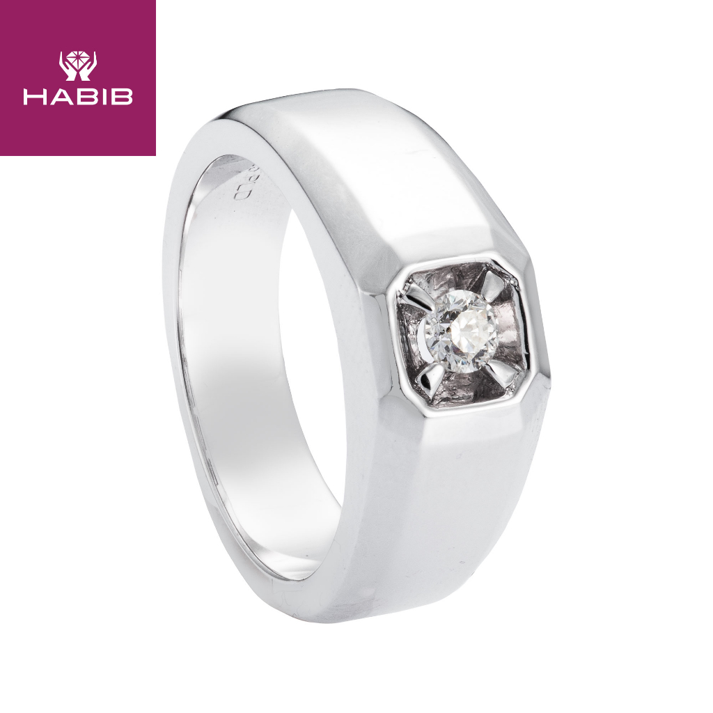 HABIB Diamond Men's Ring in 925 Silver Palladium A0530(PLD) | Shopee ...