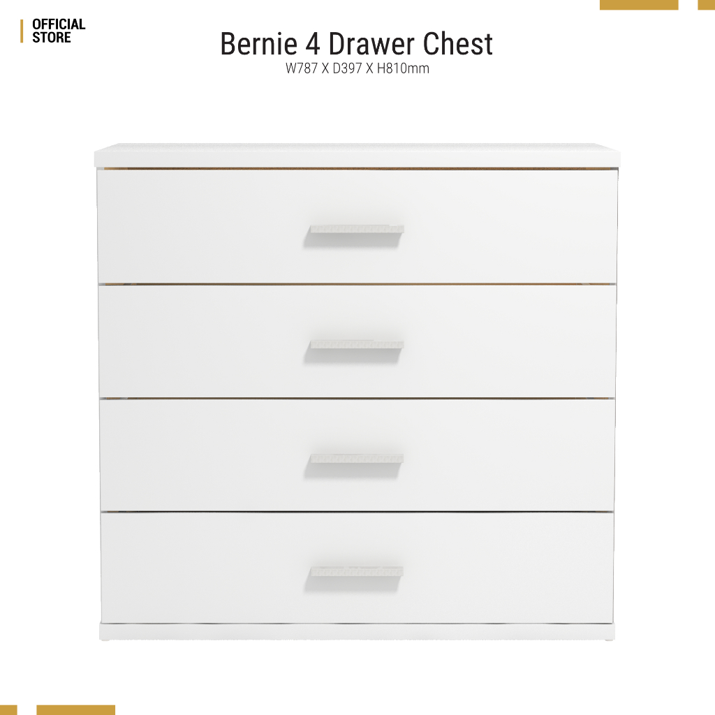 Tomato Kidz Bernie White 4 Chest Drawer 2.6 Feet Wide - Laci Baju ...
