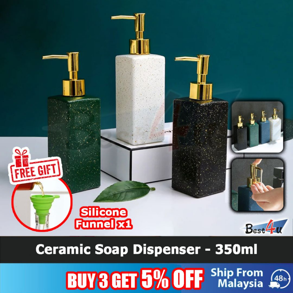 BEST4U 350ml Luxury Ceramic Soap Dispenser | Hand Soap Bottle | Shampoo ...