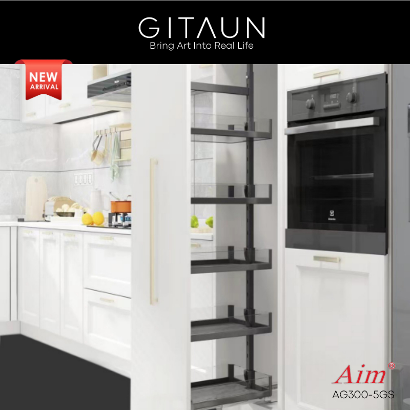 [AIM] ALUM + GLASS TALL LARDER PULL OUT BASKET / TALL CABINET ...