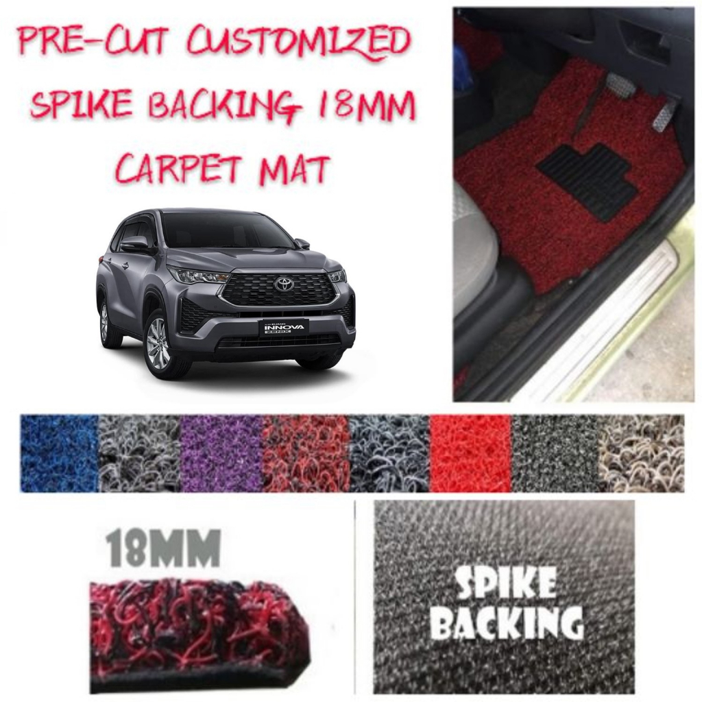 TOYOTA INNOVA ZENIX 2023 PER-CUT SPIKE 18MM + /- BACKING CAR CARPET ...