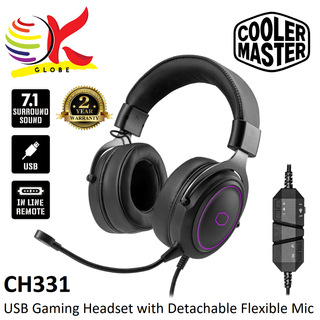 COOLER MASTER CH331 CH-331 USB GAMING HEADSET HEADPHONE WITH VIRTUAL 7. ...