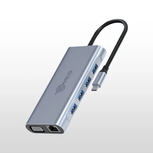 DMES DH8 Type-C 11 in 1 Multi Function USB Hub Adapter with Expansion USB x4 / HDMI x1 / VGA x1 ...