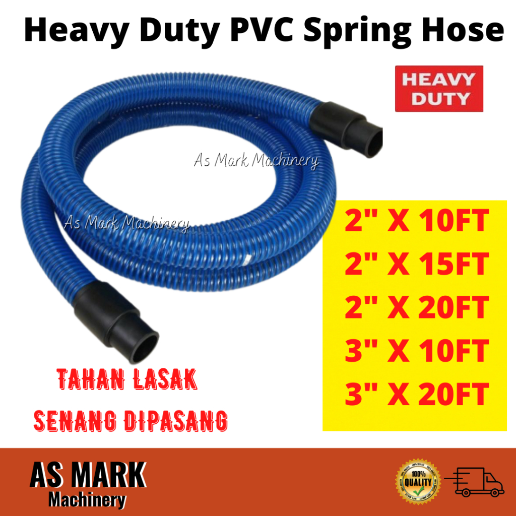 2" 10FT / 2" 15 FT / 2" 20 FT / 3" 10 FT / 3" 20 FT Heavy Duty PVC Suction Hose / Spring Hose ...