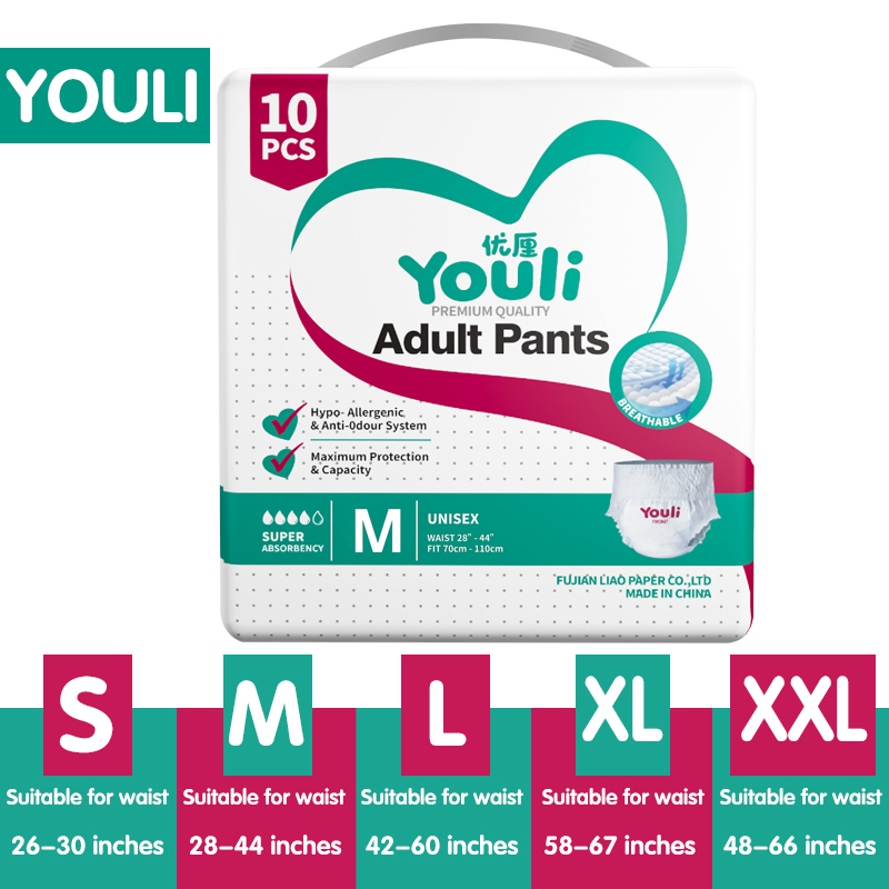 YOULI Breathable Adult Diaper - S/M/L/XL/XXL (2000ml x 10 Pcs) | Shopee ...
