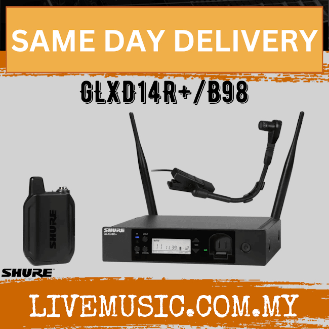 Shure GLXD14R+/B98 Digital Wireless Rackmount Instrument System w / LPC ...