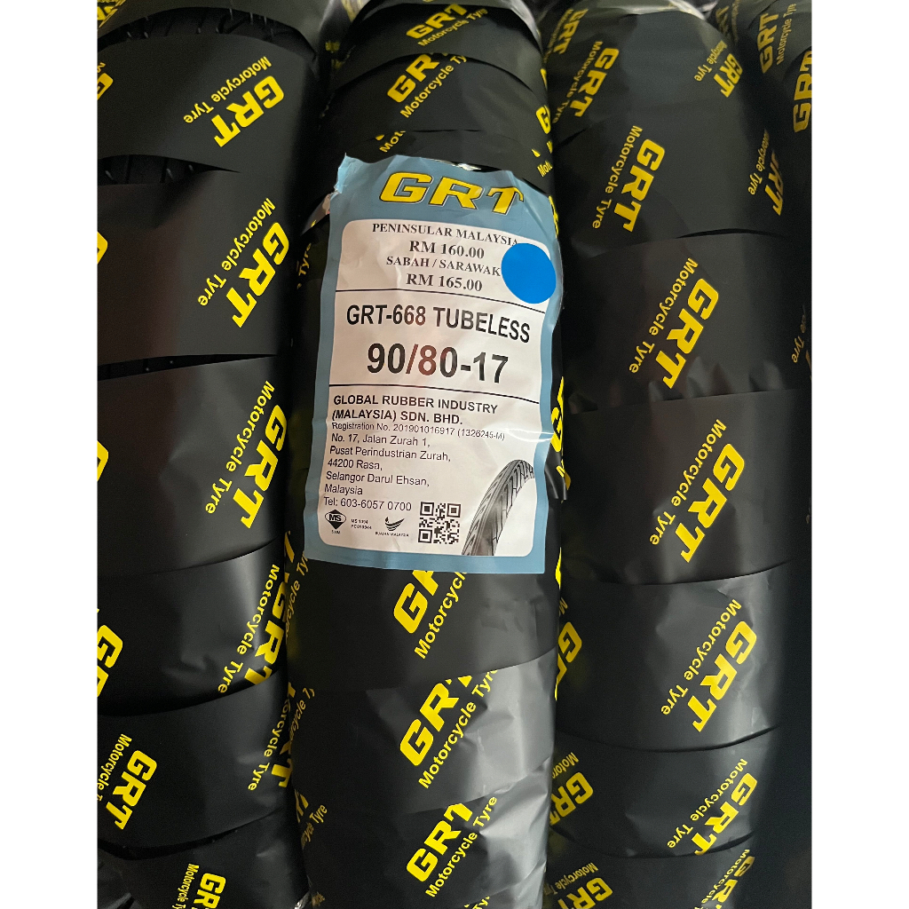 GRT Motorcycle Tubeless Tyre GRT668 Motor Tube Less Tayar 70/90-17 80 ...