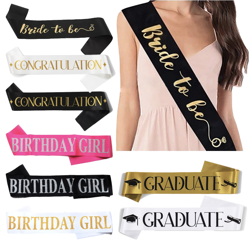 Birthday Bride To Be Graduation Satin Sash / Party Accessory / Shoulder ...
