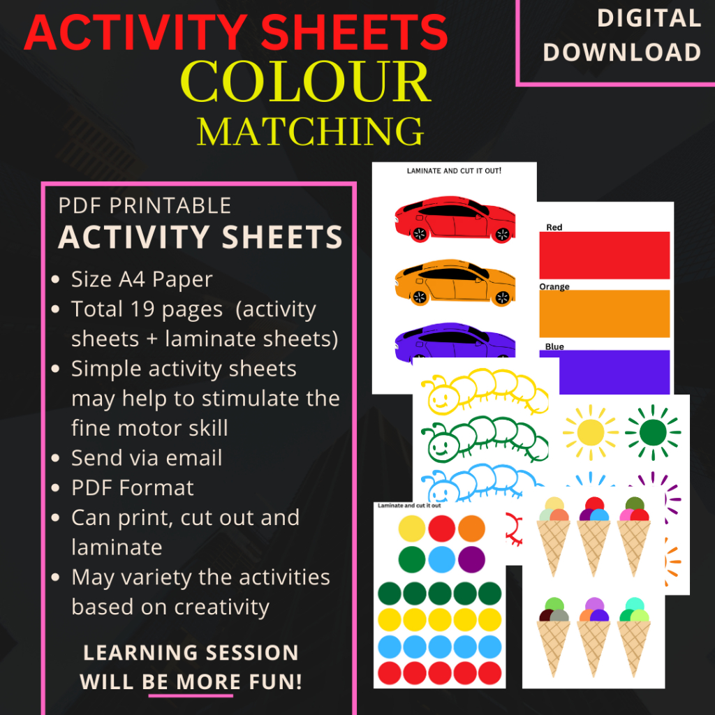 PDF COLOR MATCHING ACTIVITY SHEETS PADANKAN WARNA FINE MOTOR SKILL ...