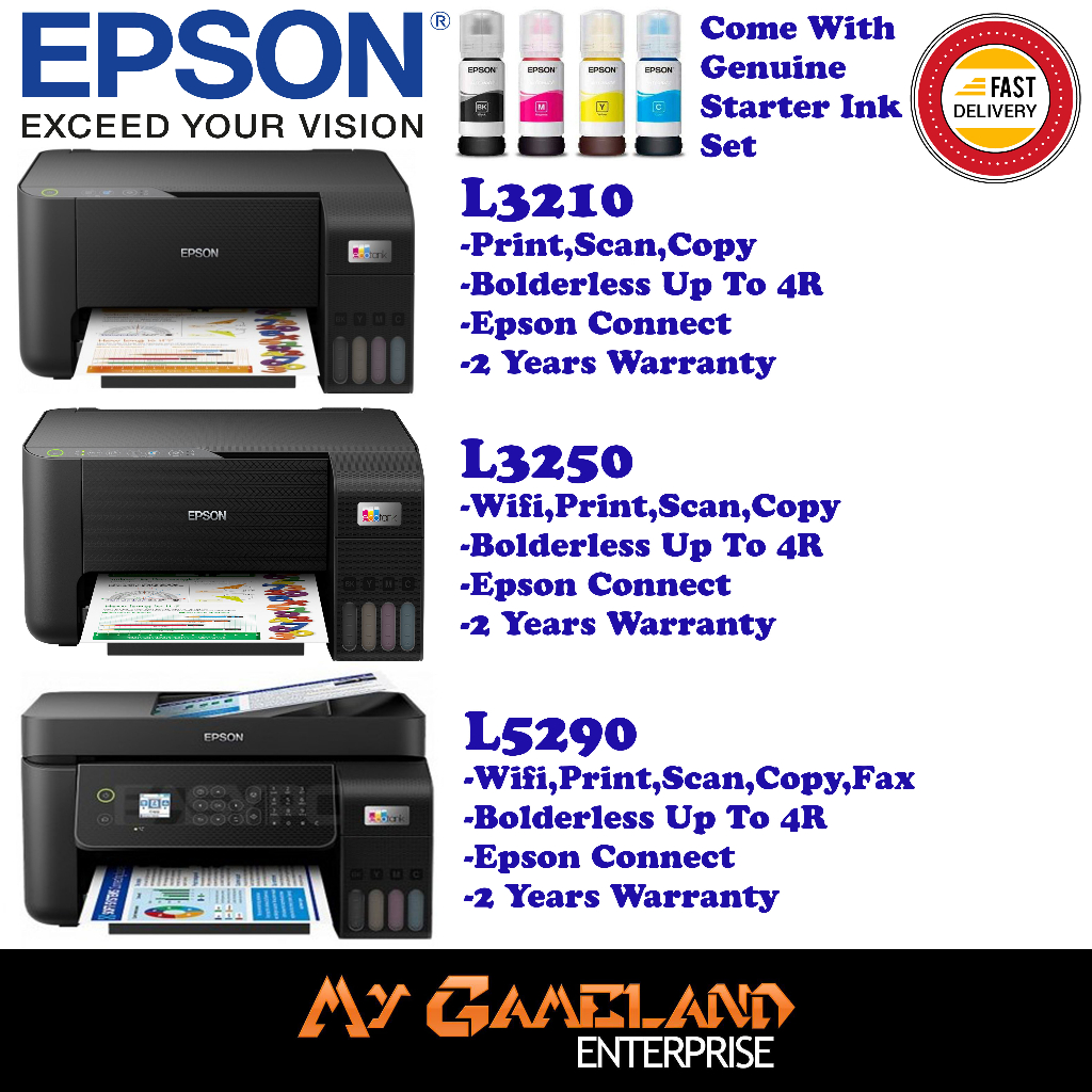 Epson Eco Tank L3210 / L3250 / L5290 All In One Ink Tank Wireless ...