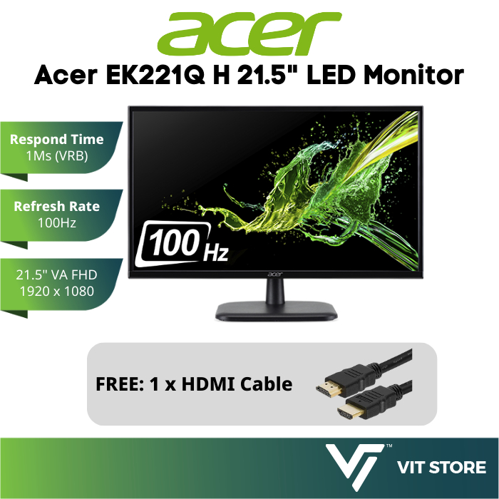 Acer EK221Q H 21.5" FHD 100 Hz FreeSync Monitor (VA, 1920 x 1080, 1ms ...