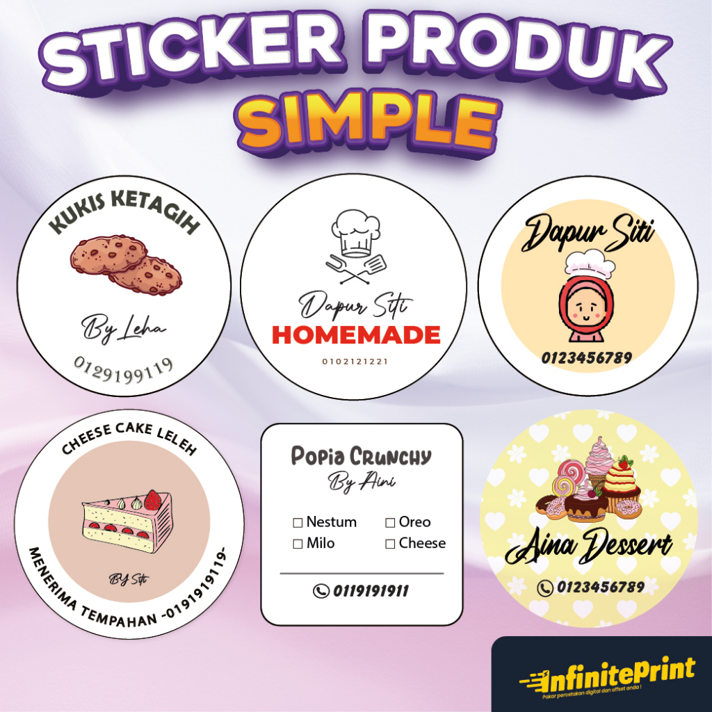 STICKER PRODUK SIMPLE - Label 3cm / 4cm / 5cm / 6cm / 7cm / 8cm - Murah ...