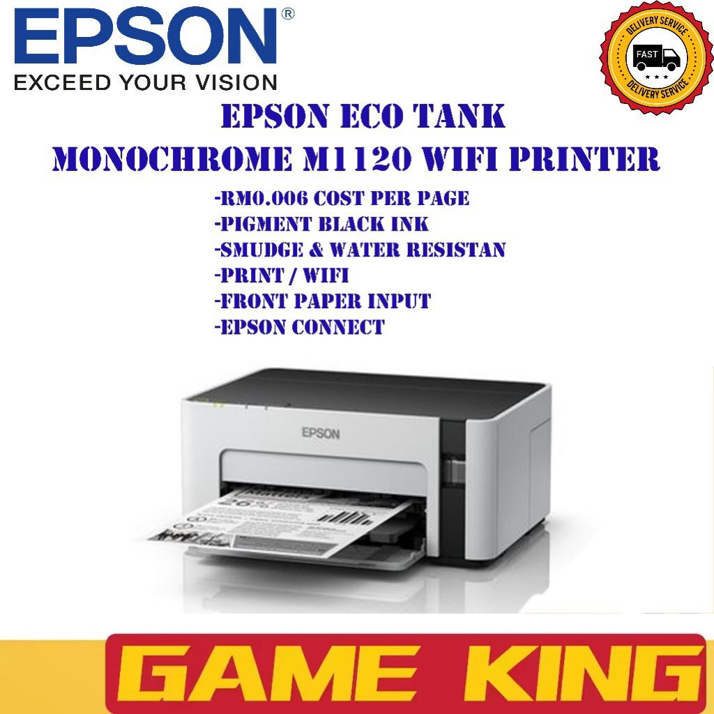 Epson Ecotank Monochrome M1120 Wifi Ink Tank Printer (PRINT ONLY)(NEW ...