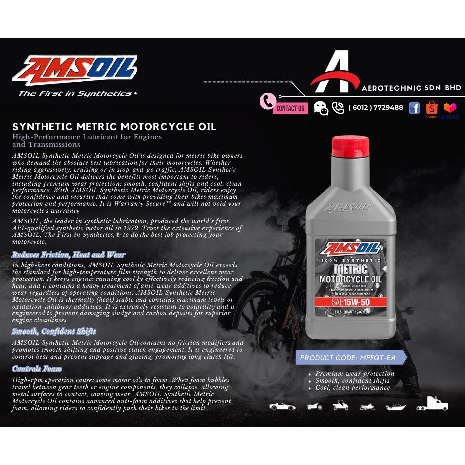 [Ready Stock] Amsoil USA SAE 15W-50 100% Fully Synthetic Metric ...