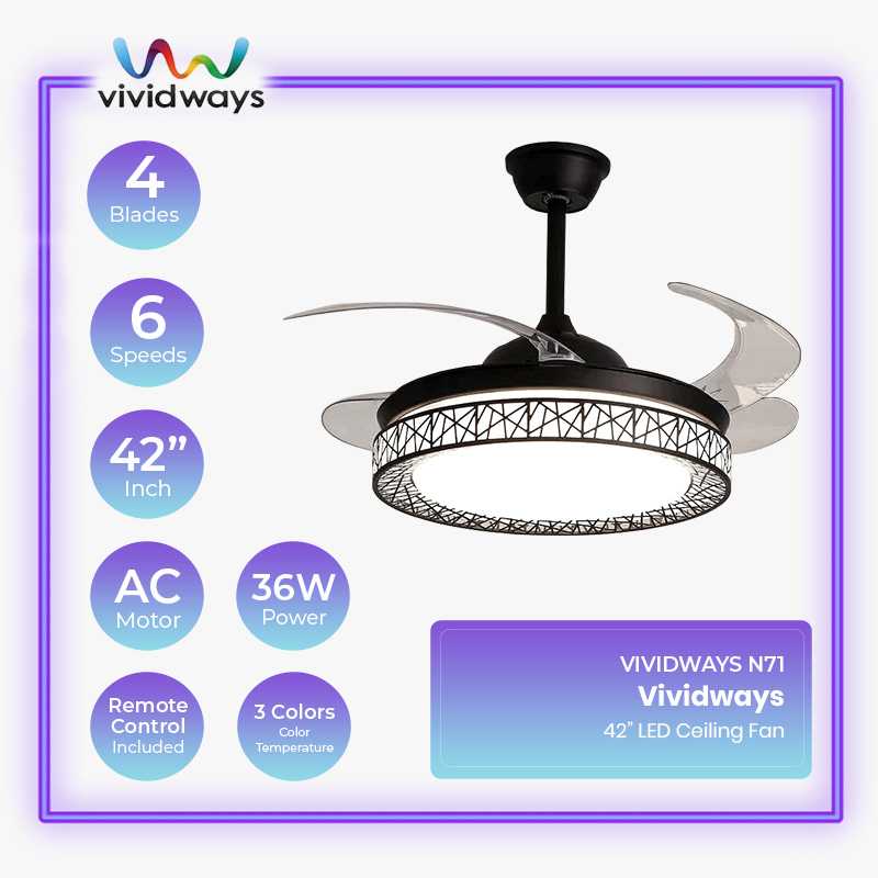 K2 VIVIDWAYS CEILING FAN (N71) LED LIGHT 3 COLOURS | Shopee Malaysia