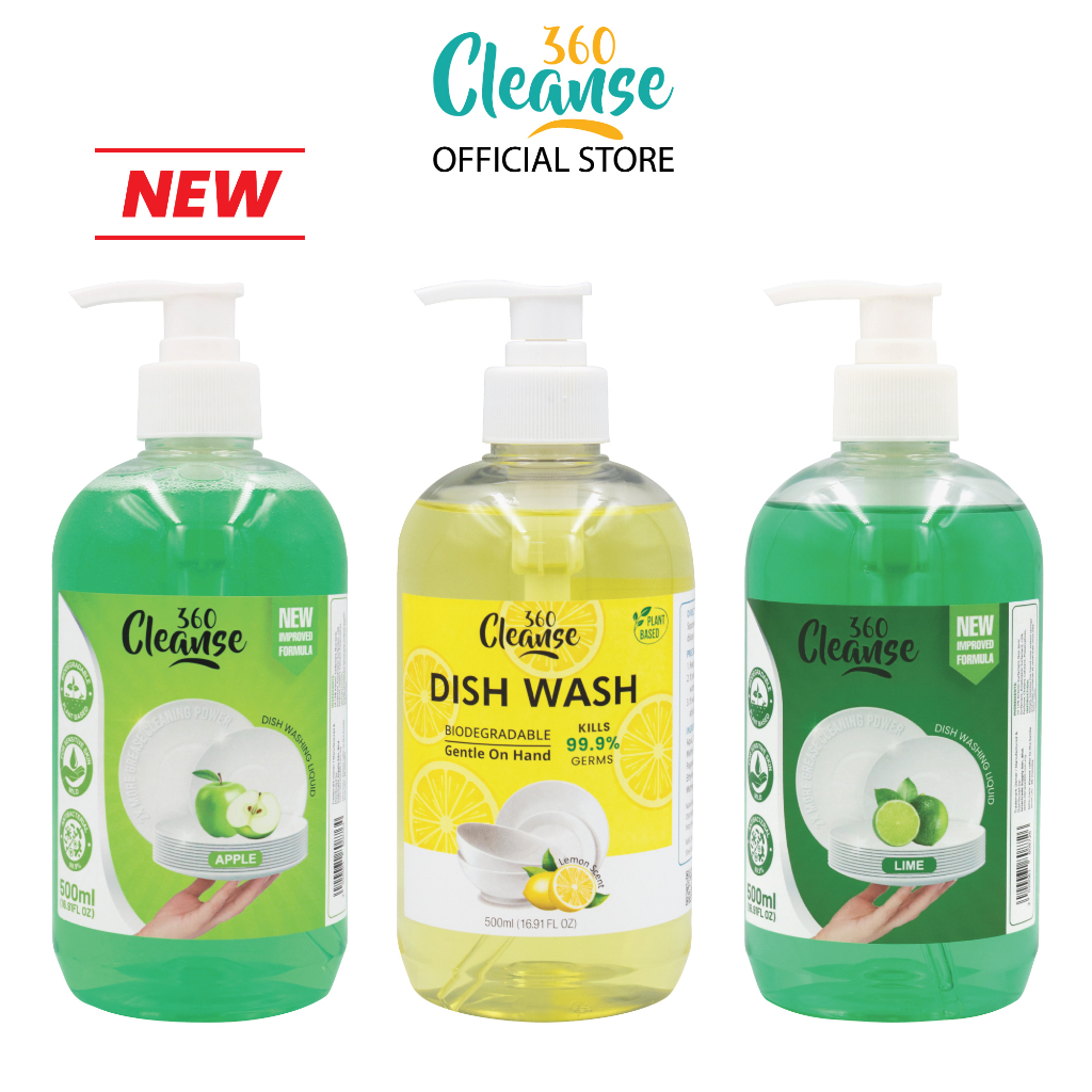 Cleanse360 Biodegradable Dishwashing Liquid [Lemon/ Lime/ Green Apple ...