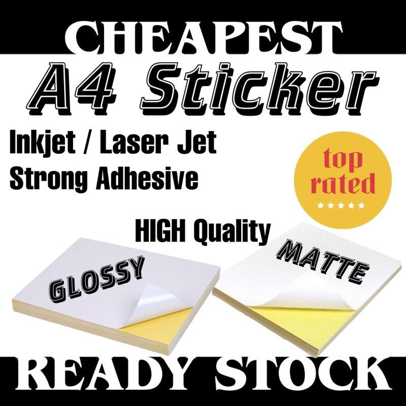 10/50pcs Glossy & Matte A4 Size Sticker Paper Label Inkjet / Laser ...