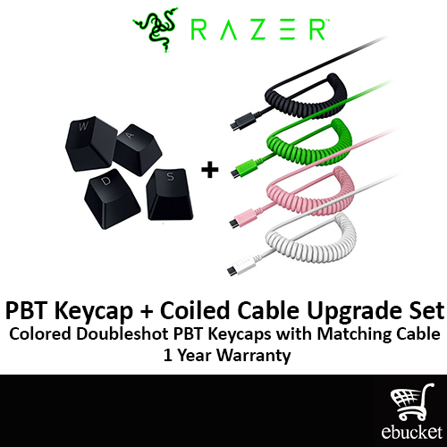 Razer PBT Keycap + Coiled Cable Upgrade Set - Colored Doubleshot PBT ...