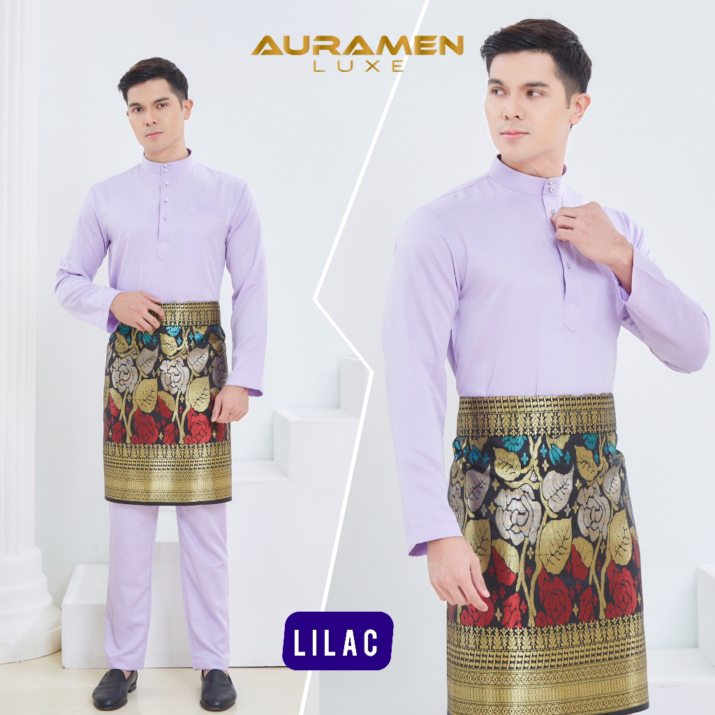 Baju Melayu Semi Slim Fit (LILAC) | Shopee Malaysia