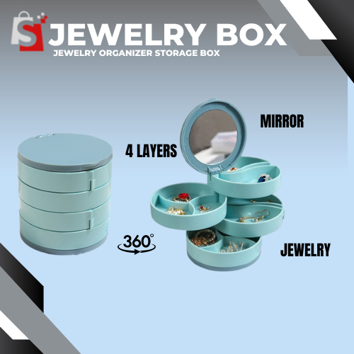 【SHOPLUS】Jewelry Box Multilayer Stand Organizer Boxes Display Rotating ...