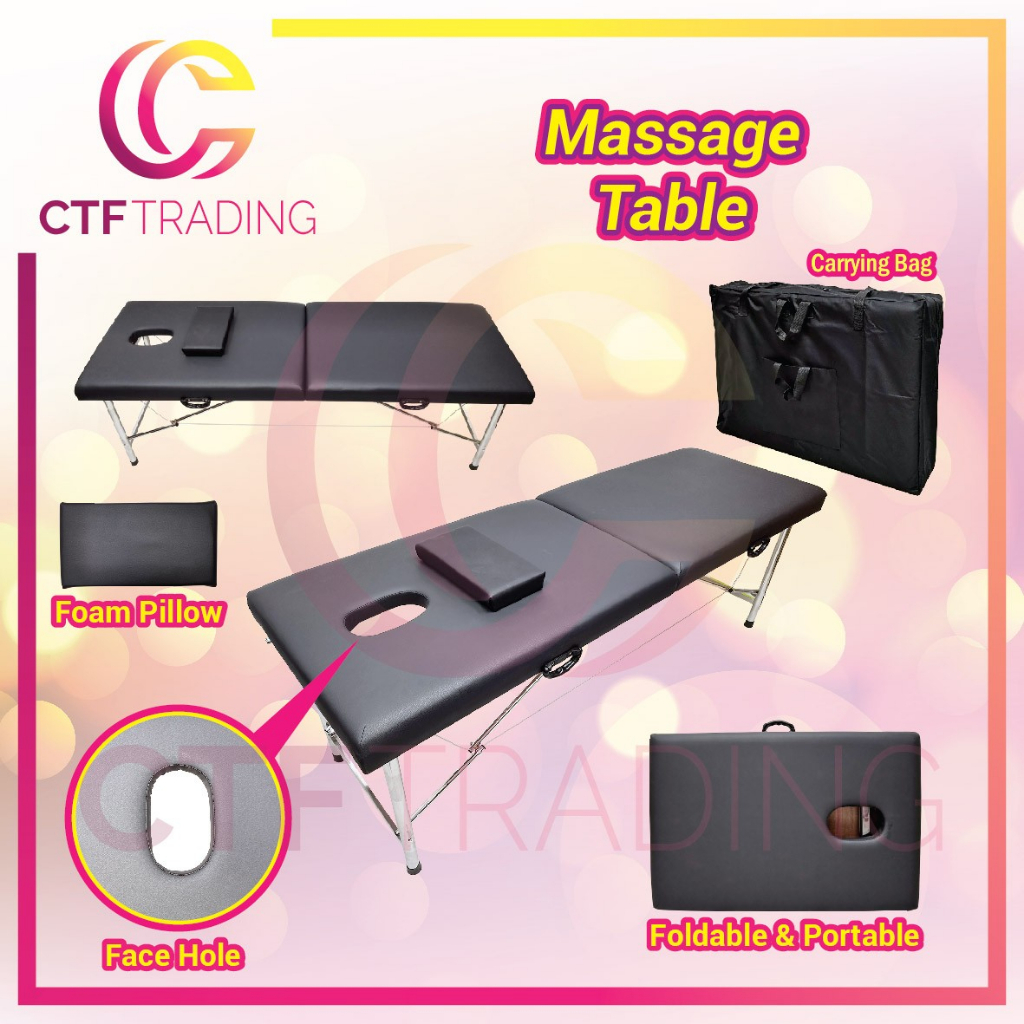 [ READY STOCK ] Portable Foldable Stainless Steel Massage Bed + Pillow ...