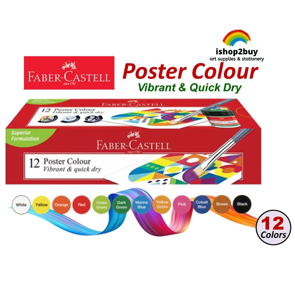 Faber Castell Poster Colour 12 Colour Warna Poster | Shopee Malaysia