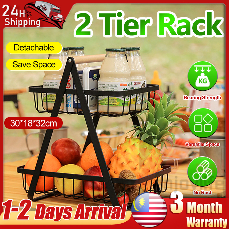 2 Tier Onion Rack Fruit Basket Rak Bawang Bertingkat Vegetable Storage ...