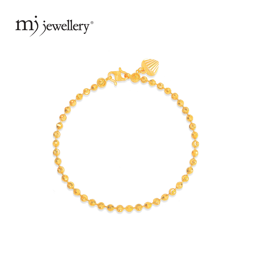 MJ Jewellery 916/22K Gold Ball Bead Chain Bracelet T014 (Full Gold ...