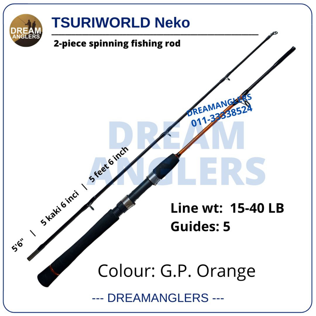 Tsuriworld Neko (5 Feet 6 Inch | 5 Kaki 6 Inci) 15-40lb Solid 2-Piece ...