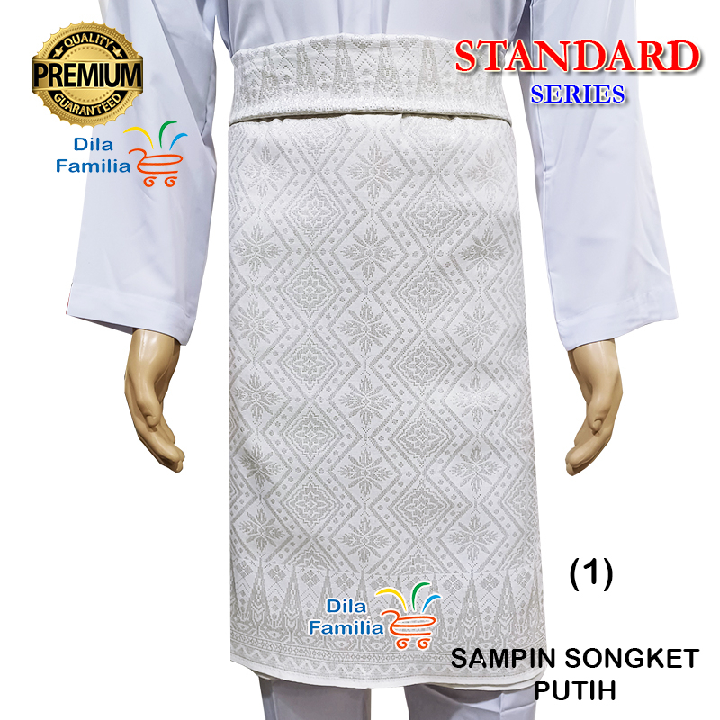 Sampin Songket Putih No 1 Hitam Emas Gold Silver Tenun Siap Jahit 2 ...