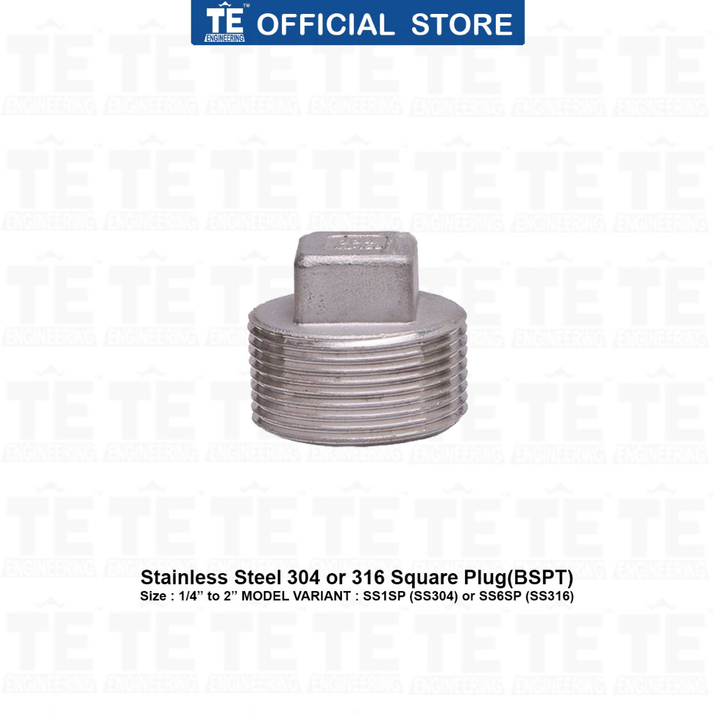 Stainless Steel SS304 Fittings Square End Plug ( 1/4" ~ 2" ) | Shopee ...