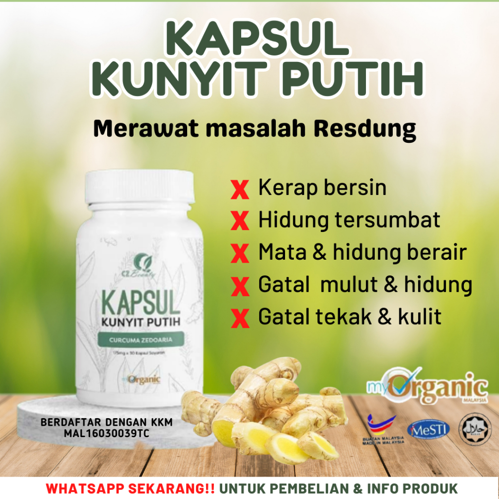 UBAT RESDUNG TERBAIK KAPSUL KUNYIT PUTIH ORGANIK | Shopee Malaysia