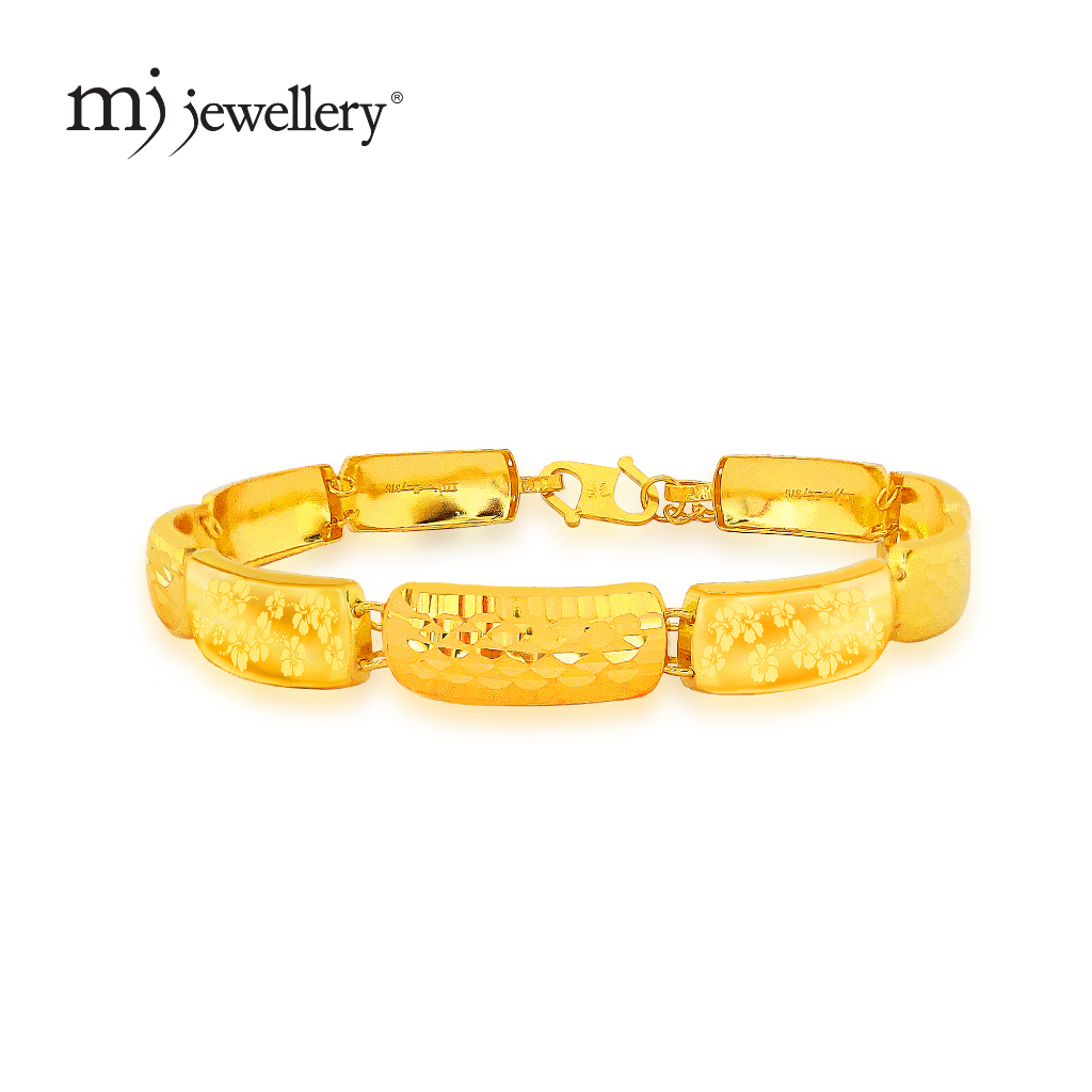 MJ Jewellery 375/9K Gold Bracelet with Flower T69 | Shopee Malaysia