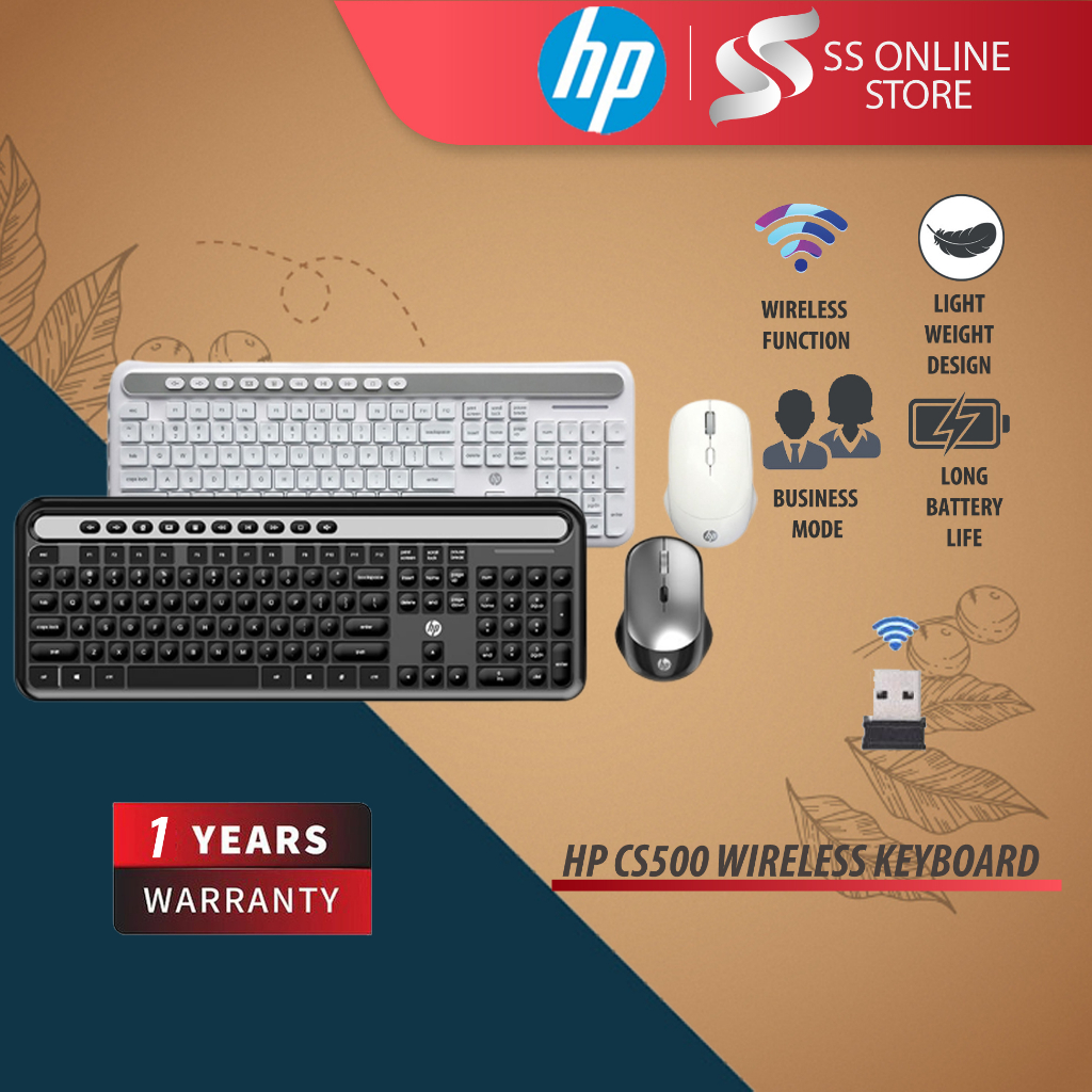 HP CS500 2.4GHZ WIRELESS KEYBOARD AND MOUSE COMBO WITH PLUG & PLAY 104 S-SHAPED KEYCAP KEYBOARD ...