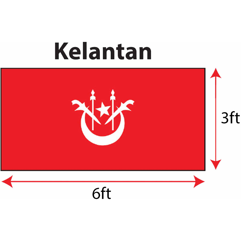 Kelantan Flag 3x6ft, Polymesh /Bendera Negeri Kelantan 3x6ft, Polymesh ...