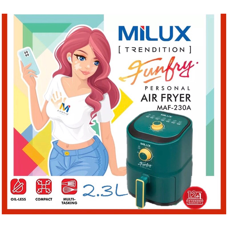 Milux Air Fryer MAF-230A (Ready Stock) | Shopee Malaysia