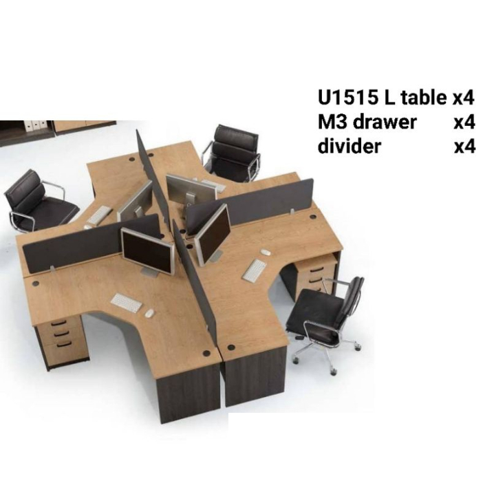 Office Desk Staff Table Work Setting Cluster 4 Workstation Furniture ...