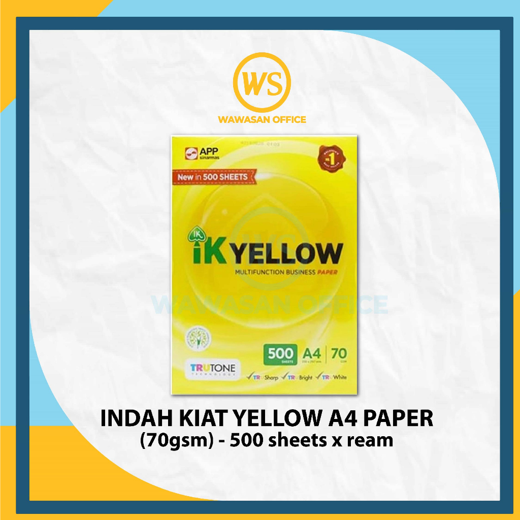 IK Yellow A4 Paper 70gsm / IK Yellow A4 Paper 80gsm / IK Eco Paper 70gsm / A4 Paper / Kertas A4 ...