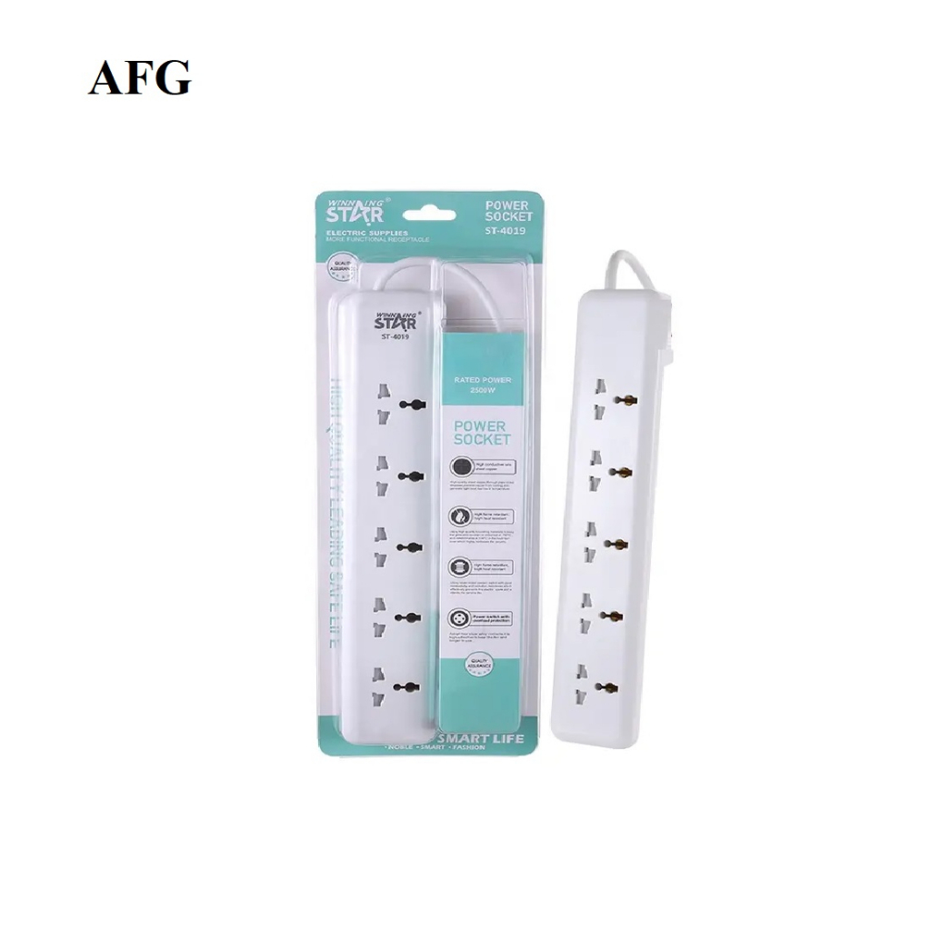 WINNING STAR 5 Switched Universal Extension Socket ST-4019 Power Strip ...