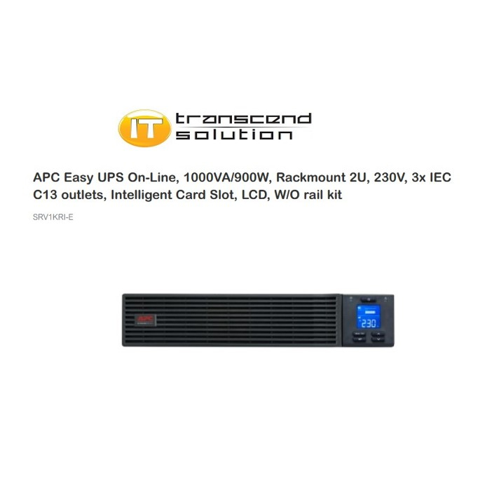 APC Easy UPS On-Line, 1000VA/900W, Rackmount 2U, 230V, 3x IEC C13 ...