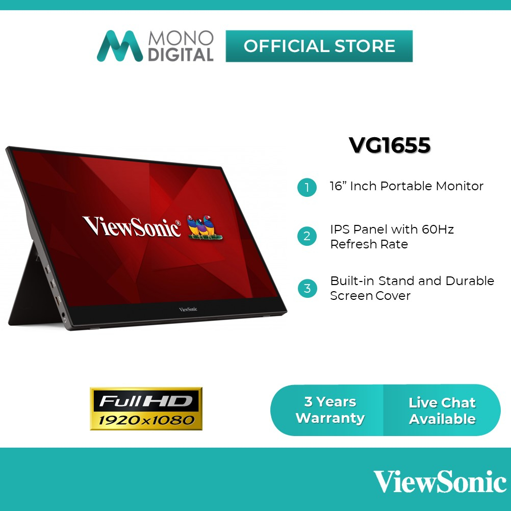 Viewsonic VA1655/ VG1655 / TD1655/ 16" Inch Portable Monitor with FHD ...